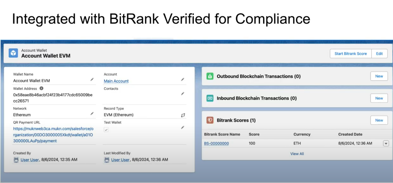 Salesforce Wallet Scoring via BitRank - Web3 Enabler